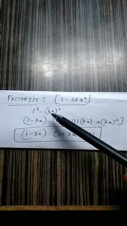 Factorise [1 27a 3] Shorts Maths Shorts Maths Tricks Youtube
