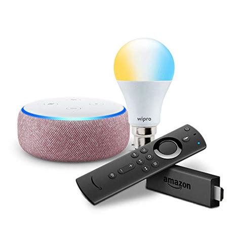 Echo Dot Purple Bundle With Fire TV Stick And Wipro W Smart White Bulb Price