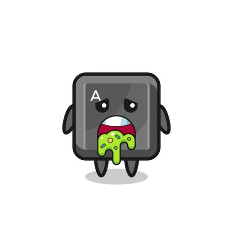 Premium Vector The Cute Keyboard Button Character With Puke