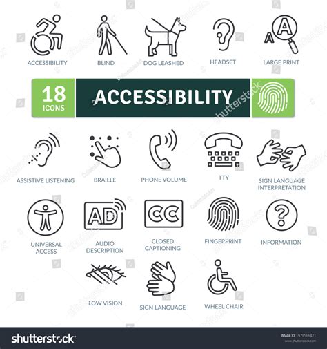 Accessibility Icons Pack Thin Line Icons Stock Vector Royalty Free