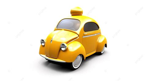 3d Rendered Yellow Cartoon Car Against A White Background Sports Car
