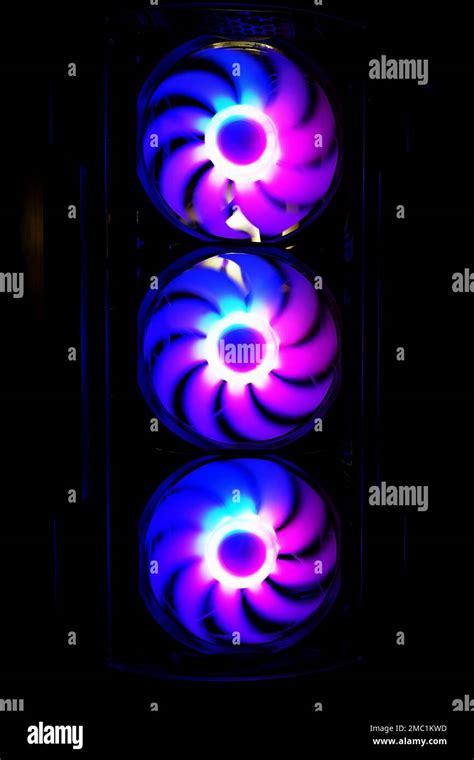 Computer Cooler With RGB LED Light Computer Circuit Board And CPU Cooling Fans Illuminated