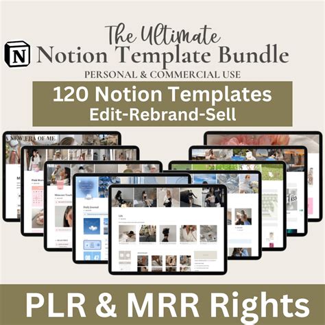 120 Notion Templates Bundle Plr And Mrr Rights Digital Planners