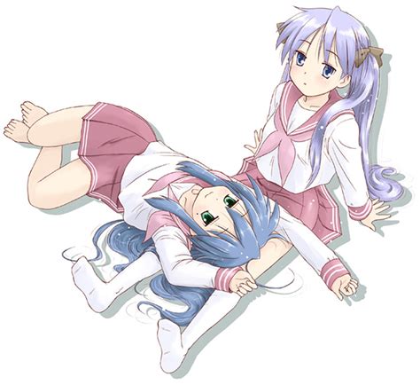 Safebooru 2girls Arms Up Blush Feet Footwear Hiiragi Kagami Izumi