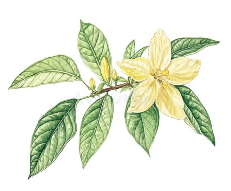 Swietenia Macrophylla Showcasing Blossoms And Leaves In Natural Detail Stock Illustration