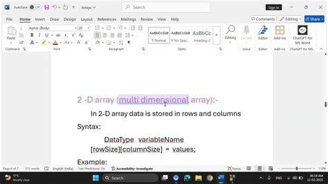 Types Of Array Single Dimension Array With Example Program Youtube