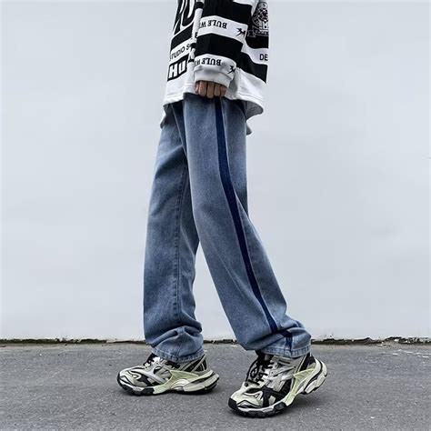 กางเกงยีนขากว้าง ทรงหลวม ทรงตรง แบบเย็บติดกัน สําหรับผู้ชาย Shopee Thailand