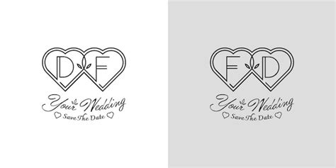 Premium Vector Letters Df And Fd Wedding Love Logo For Couples With D And F Initials