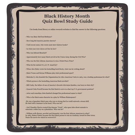 Printable Black History Trivia Questions And Answers Printable Jd