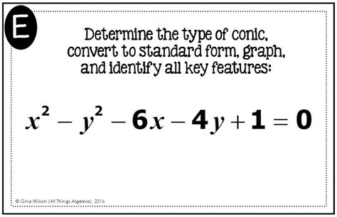 identifying and graphing conic sections stations activity all things