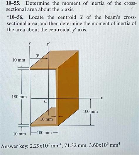 10 55 Determine The Moment Of Inertia Of The Cross Sectional Area About The X Axis 10 56