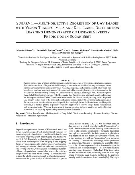 Pdf Sugarvit Multi Objective Regression Of Uav Images With Vision