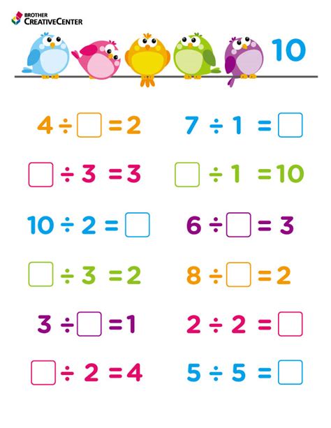 Free Printable Division Worksheet 1 To 10 Creative Center Worksheets Library