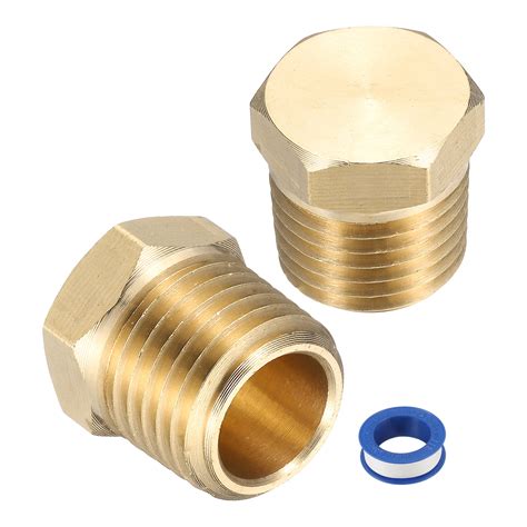 2pcs Brass Hex Head Plug Compression Cap Fitting Stop Valve Cap 14