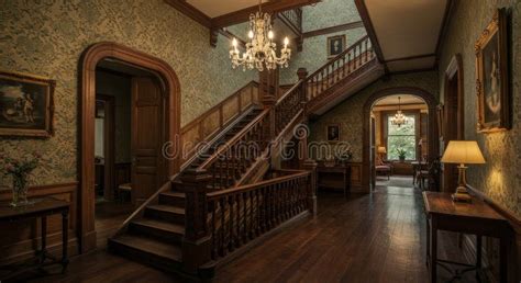 Grand Victorian Mansion Entrance Hall A Captivating View Of A Grand