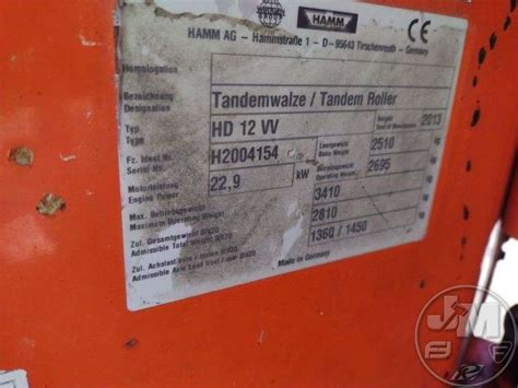 2013 Hamm Hd12vv Tandem Vibratory Roller Sn H2004154 Jeff Martin