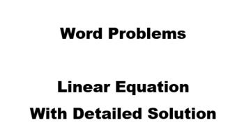 Word Problems Linear Equations By Mary Anne De La Cruz TPT