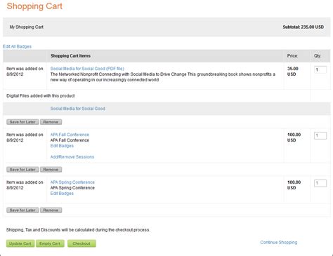 Configuring The Shopping Cart Web Module