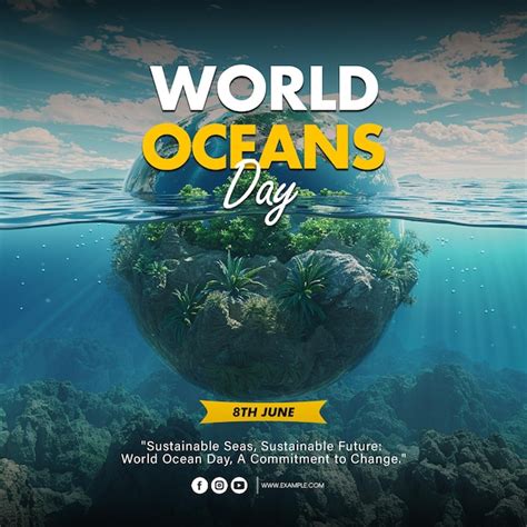 Premium Psd Psd A Poster For The World Ocean Day Poster Template With