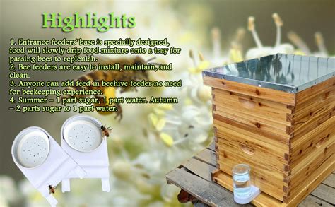 Nizefei 4pc Bee Hive Feeder White Beehive Entrance Feeder