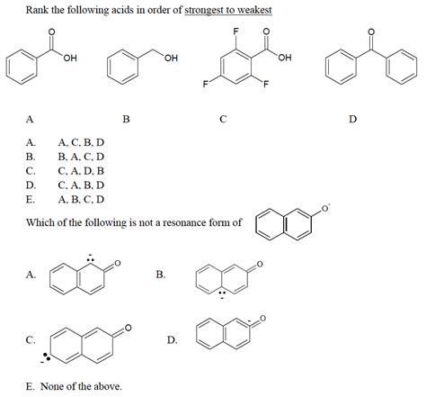 Solved Rank The Following Acids In Order Of Strongest To Chegg