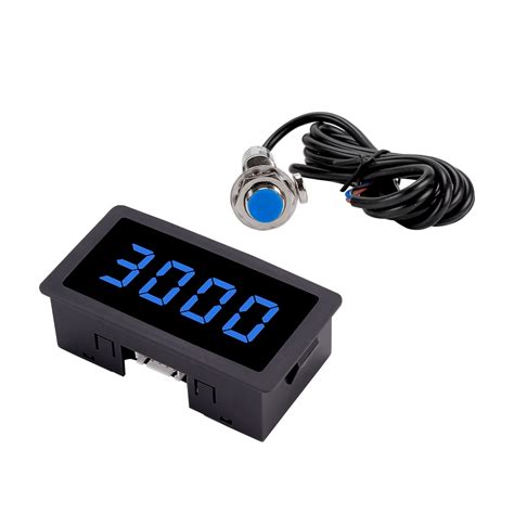 4 Digital Led Red Blue Green Tachometer Gauge Rpm Speed Meter Hall Proximity Switch Sensor Npn