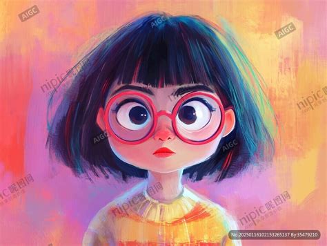 Ai创作图儿插少女 小女孩系列插画 萌娃插画 儿插女孩 眼镜女孩插画 原创女孩插画 儿插人物插画 插画人物戴眼镜女孩 小女孩头像插画 大眼睛姑娘 小姑娘插画 原创厚涂 原创小朋友头像 插画小