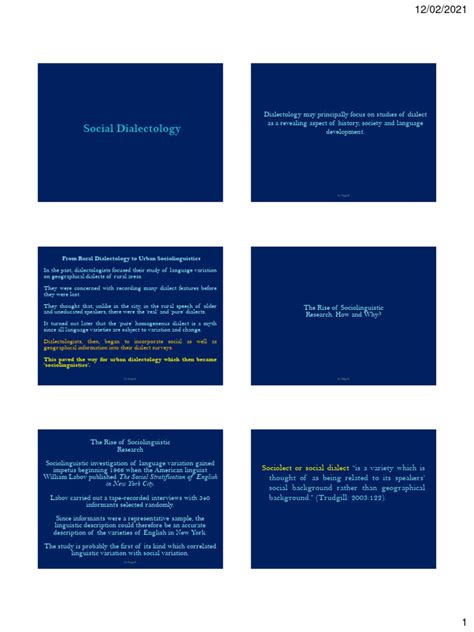 3 Social Dialectology 2021 Pdf Sociolinguistics Dialectology