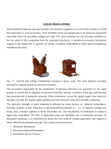 Solid Insulators Explained Pdf Electrical Breakdown Insulator