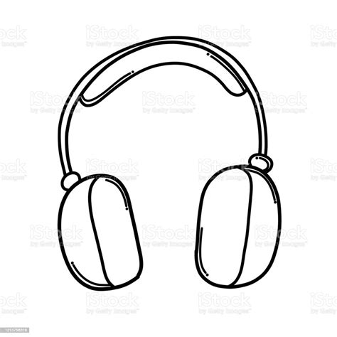 헤드폰 낙서 벡터 아이콘입니다 그리기 스케치 일러스트레이션 손 그린 만화 라인 Eps10 Dj에 대한 스톡 벡터 아트 및 기타