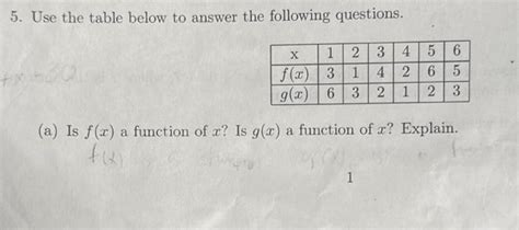 Solved 5 Use The Table Below To Answer The Following