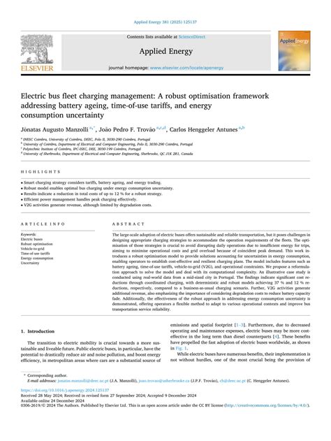 Pdf Electric Bus Fleet Charging Management A Robust Optimisation Framework Addressing Battery