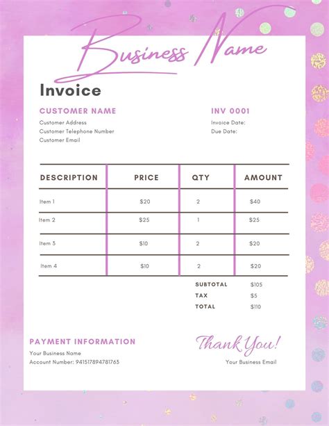 Cute Invoice Template