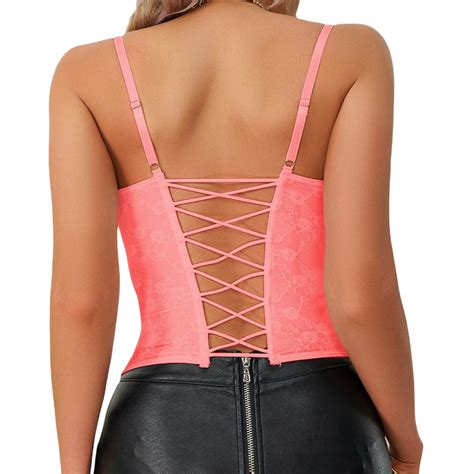 Buy Wholesale Women Lace Trim Hook And Eye Cami Top Corset Bustier Bra