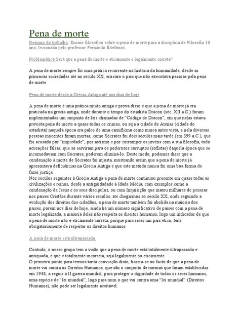 Pena De Morte Texto Pdf Pena De Morte Morte
