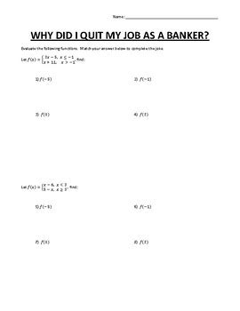 Piecewise Functions Joke Handout By MSquared TPT