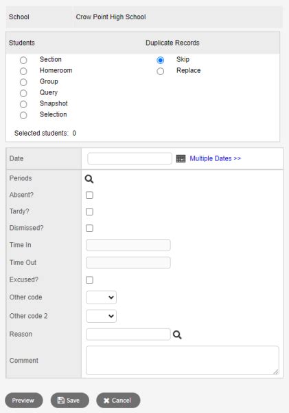 Enter Class Attendance In The Office For Several Students