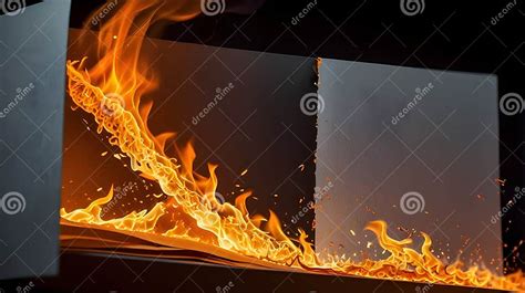 Fire Burning Through Paper Edges With Glowing Orange Details Stock