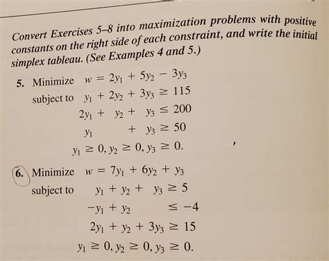 Solved Convert Exercises 5 8 Into Maximization Problems With