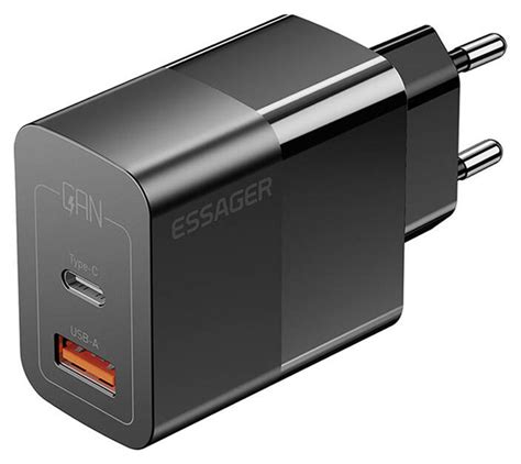 Essager USB Lader GaN 33W USB C USB A Sort 145 DKK