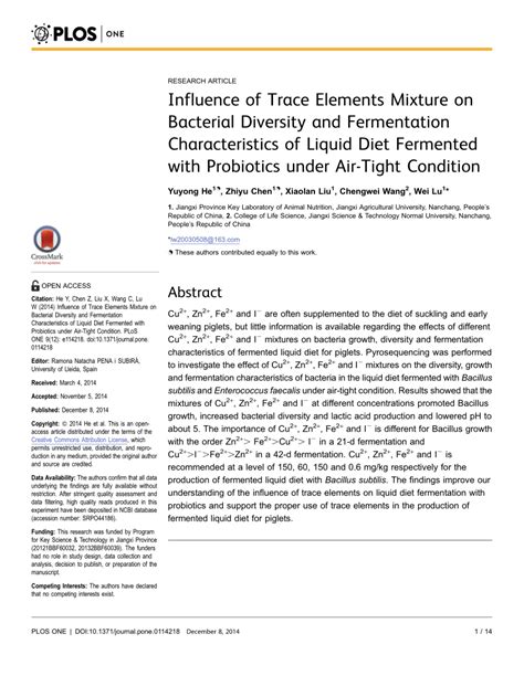 Pdf Influence Of Trace Elements Mixture On Bacterial Diversity And