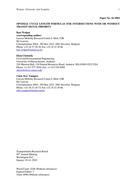 Pdf Optimal Cycle Length Formulas For Intersections With Or Without