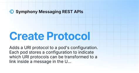 Create Protocol Symphony Messaging Rest Apis