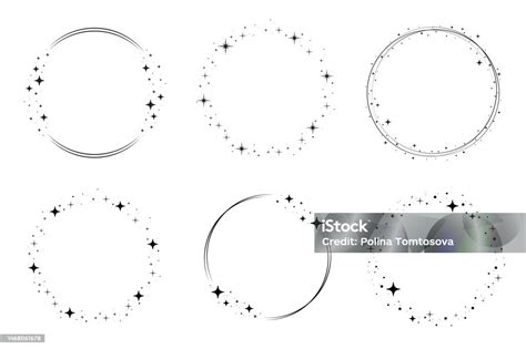 원형 별 테두리 프레임 세트입니다 스파클 서클 프레임 화환 라운드 스타 더스트 테두리 파티 생일 장식 디자인 우주의 반짝이는