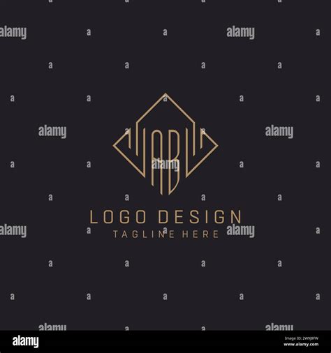 Monogram Ab With Rhombus Line Logo Style Luxury Elegant Logo Design Ideas Vector Graphic Stock