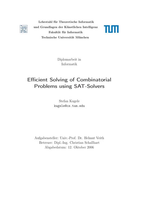 Efficient Solving Of Combinatorial Problems Using Sat Solvers