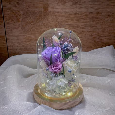 더욱 화사한 꽃🪻프리저브드 보라 장미 무드등 유리돔 아이디어스