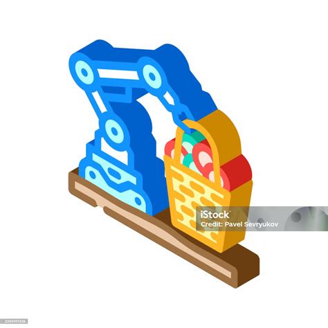 자르기 바구니 로봇 수확 아이소 메트릭 아이콘 벡터 일러스트 레이 션 3차원 형태에 대한 스톡 벡터 아트 및 기타 이미지 3차원 형태 감지기 개발 Istock