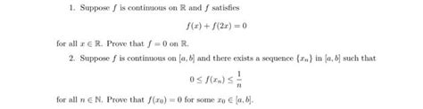 Solved 1 Suppose F Is Continuous On R And F Satisfies Fx