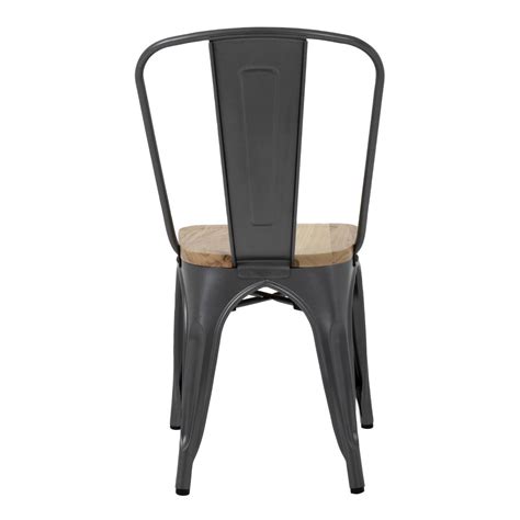 Bolero Bistro Side Chairs With Wooden Seat Pad Gun Metal Pack Of 4